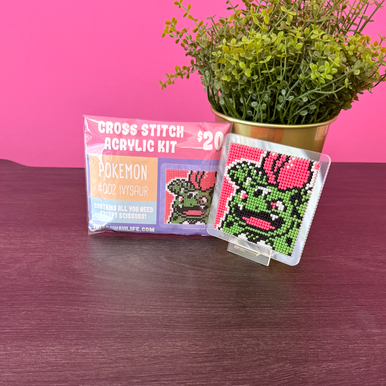 #002 Ivysaur - 32x32 Gen 2 Style Cross Stitch Acrylic Insert Kit