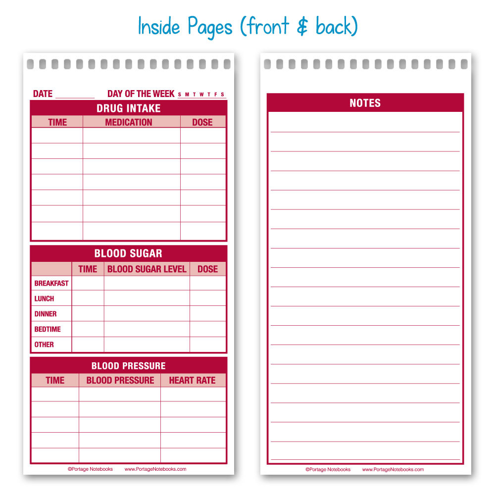 Personal Medical Notebooks / Logbooks #7400 - 4" X 8" - 1 Dozen