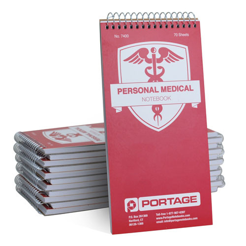 Personal Medical Notebooks / Logbooks #7400 - 4" X 8" - 1 Dozen