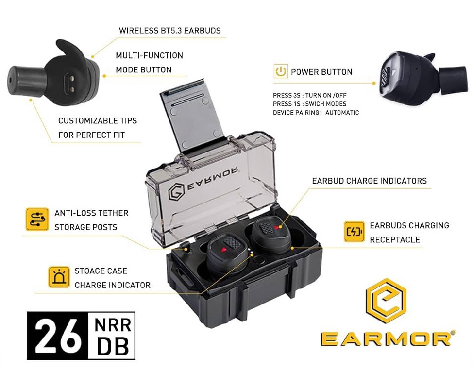 Earmor M20T Electronic Earbud Brown