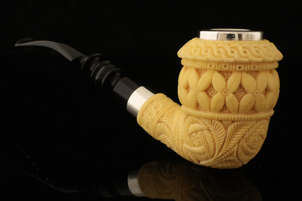 Deluxe Carved Calabash Block Meerschaum Pipe with case