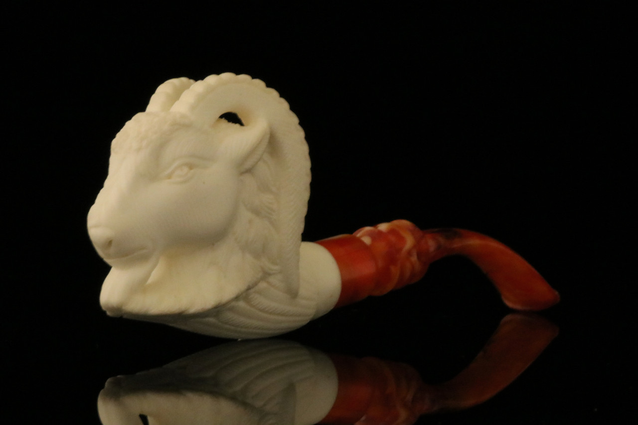 Goat Meerschaum Cigarette Holder by I. Baglan with case