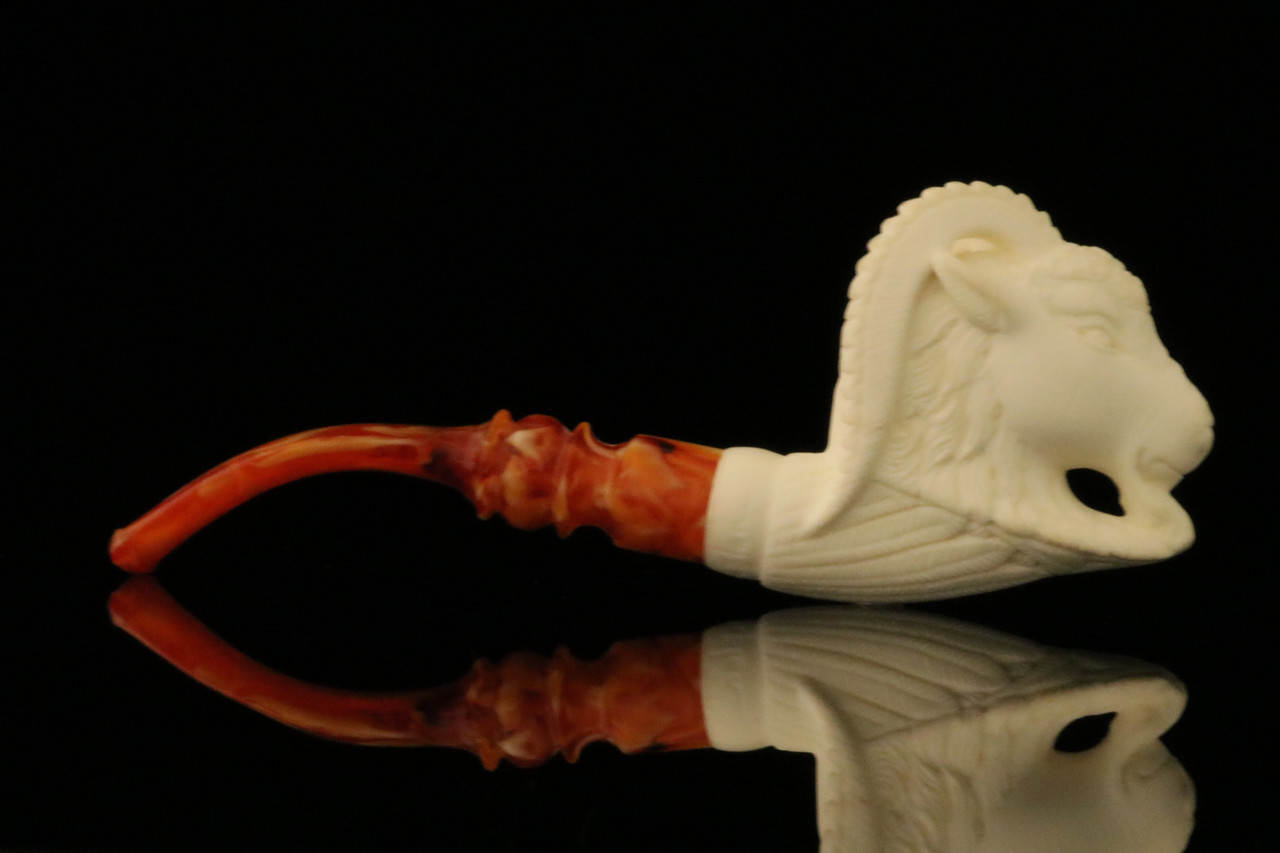 Goat Meerschaum Cigarette Holder by I. Baglan with case