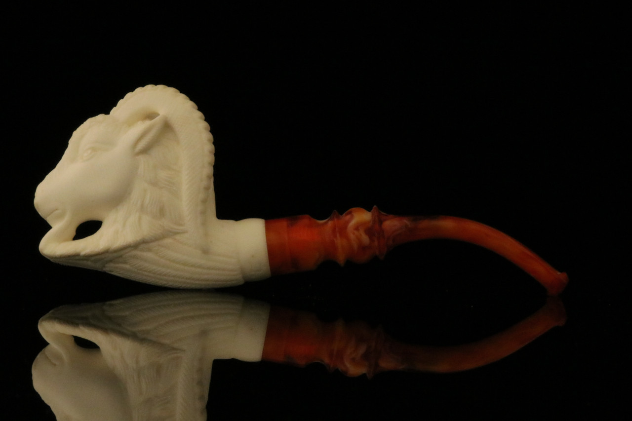 Goat Meerschaum Cigarette Holder by I. Baglan with case