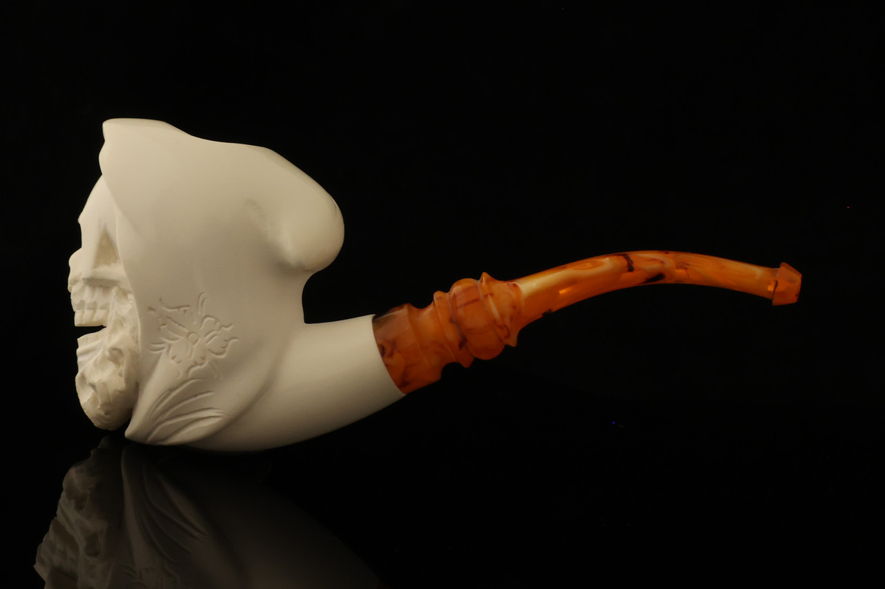 Grim Reaper with Beard Block Meerschaum Pipe