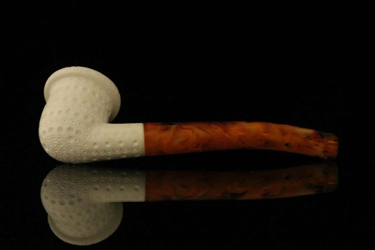 Lattice Calabash Block Meerschaum Pipe with fitted case