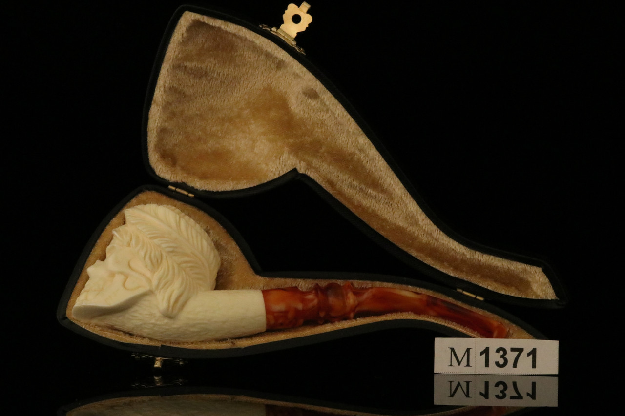 Zeus Skull Block Meerschaum Pipe with custom case M1371