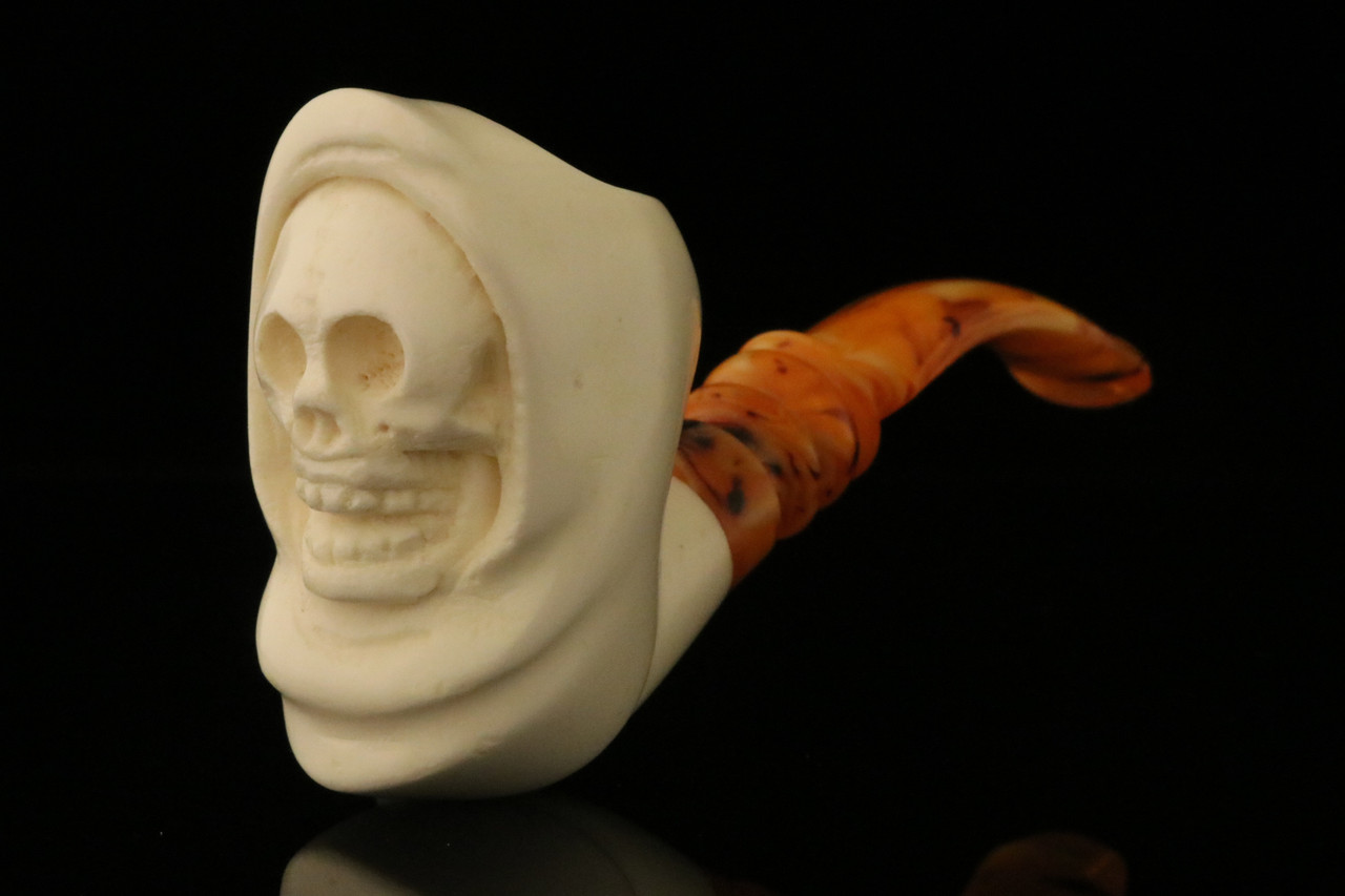 Grim Reaper Block Meerschaum Pipe with custom case M1497