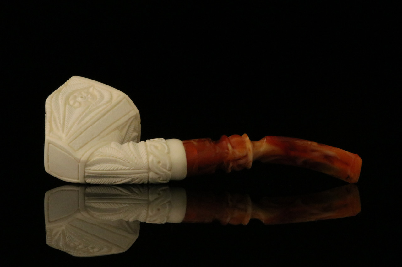Carved Freehand Block Meerschaum Pipe with fitted case M1533