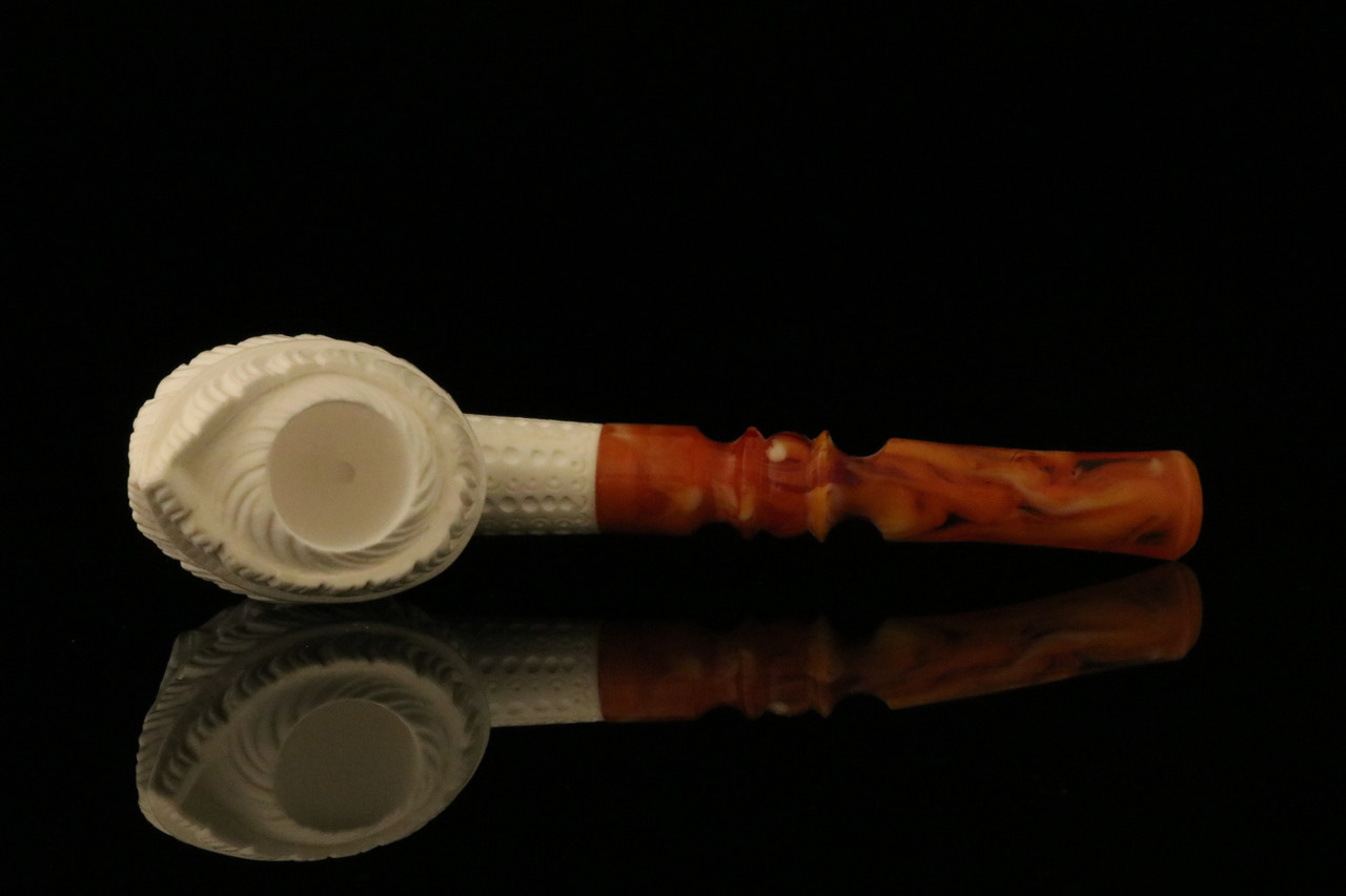 Zeus Skull Block Meerschaum Pipe with custom case M1603