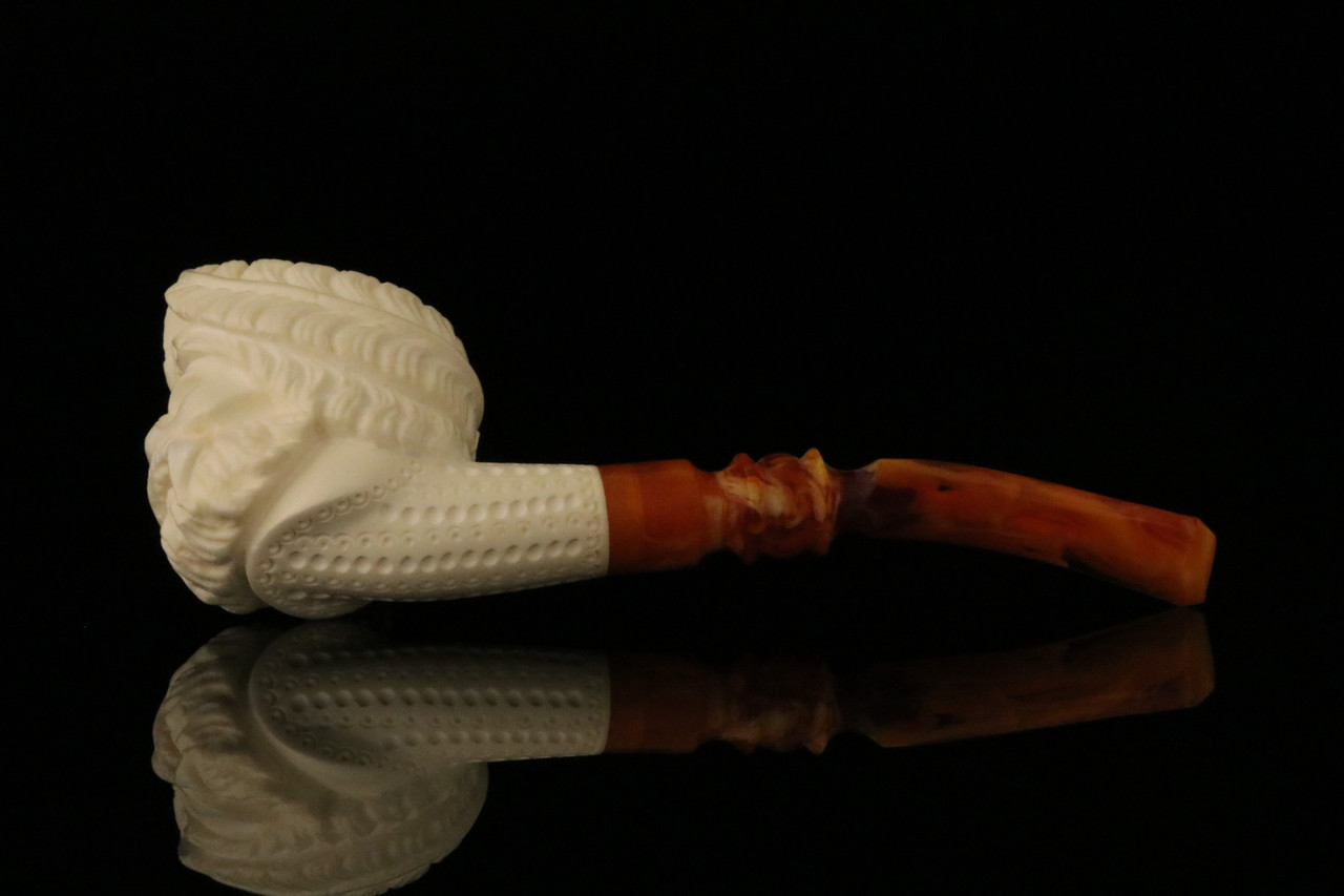 Zeus Skull Block Meerschaum Pipe with custom case M1603