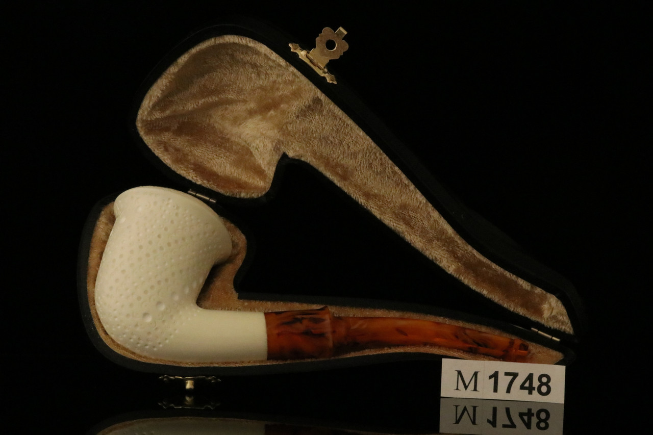Designers Lattice Calabash Block Meerschaum Pipe with case