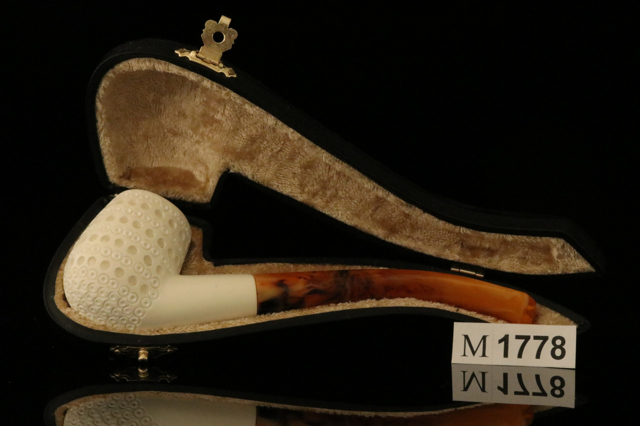 Apple Straight Block Meerschaum Pipe with fitted case M1307