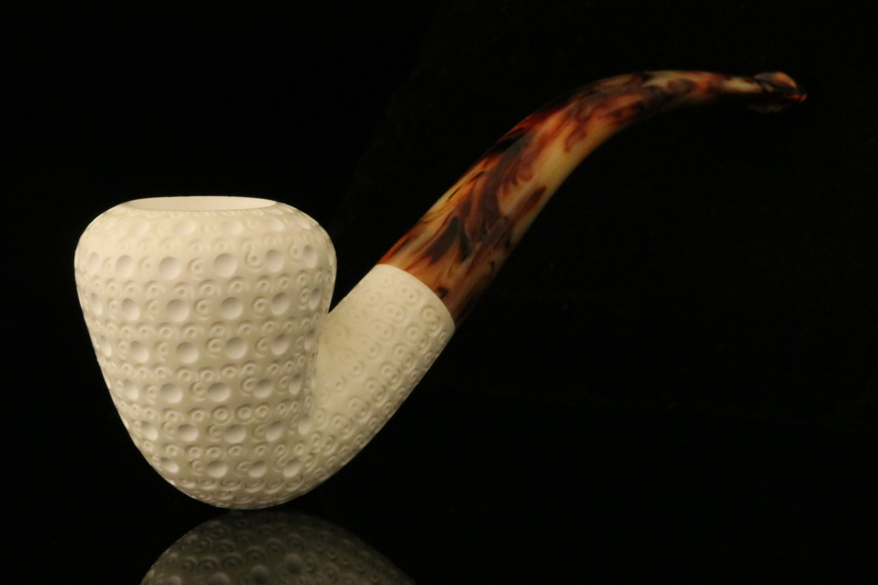 Lattice Acorn Block Meerschaum Pipe with fitted case M1722r