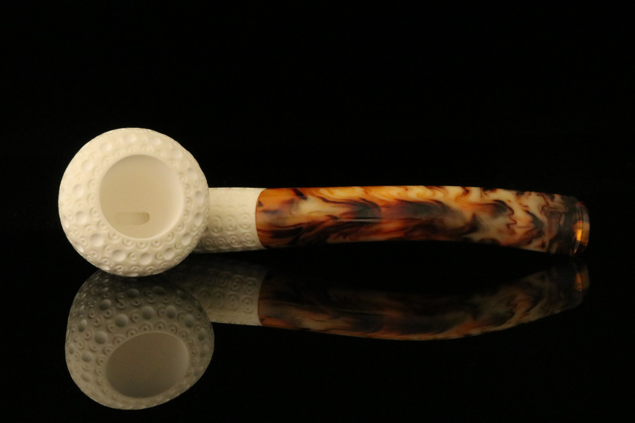 Lattice Acorn Block Meerschaum Pipe with fitted case M1722r