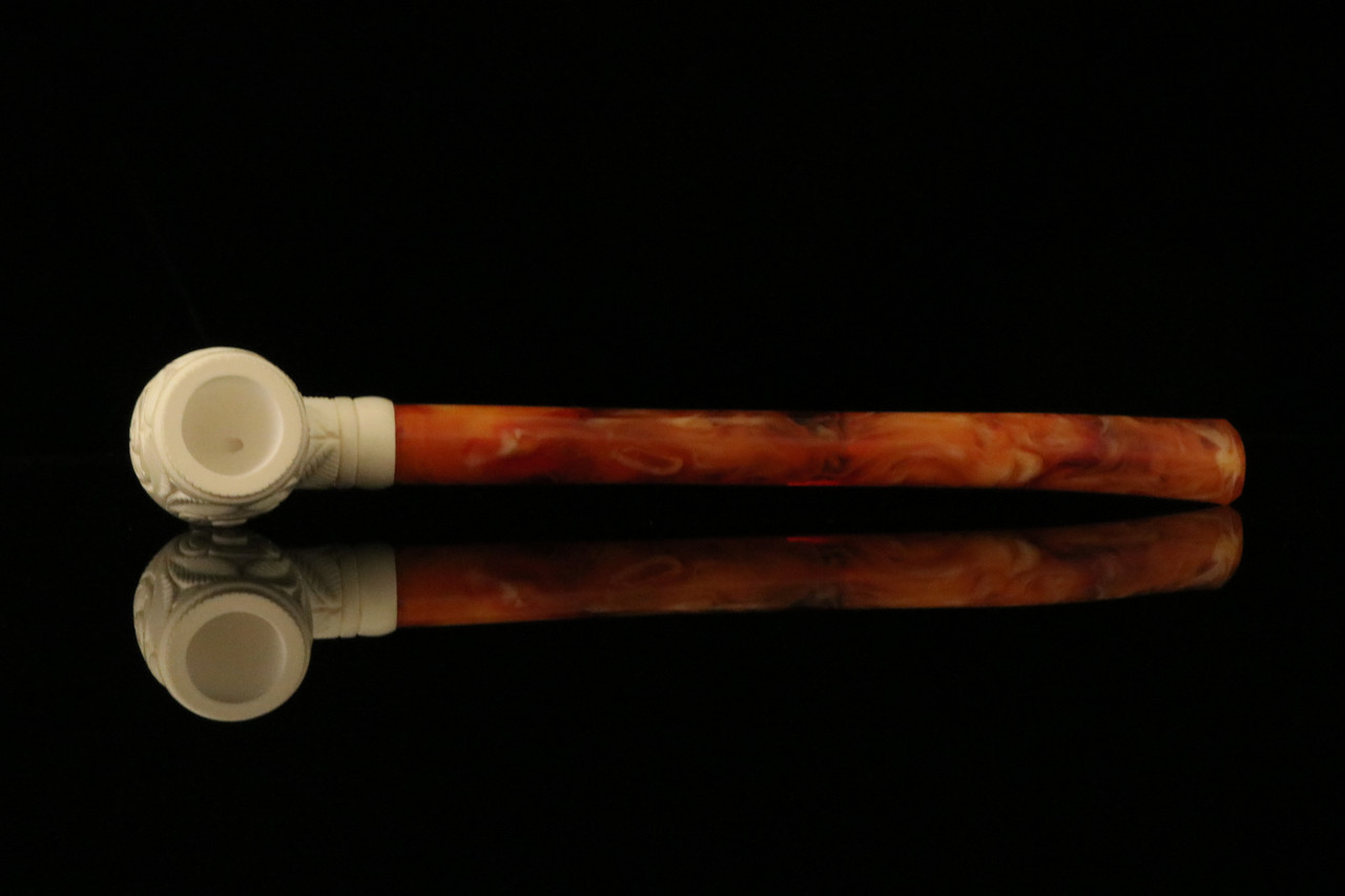 srv - Carved Churchwarden Dual Stem Meerschaum Pipe with case M2156 ...