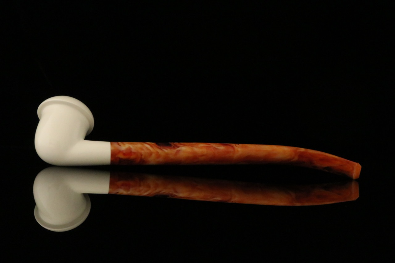 srv - Calabash Churchwarden Dual Stem Meerschaum Pipe with case M2219