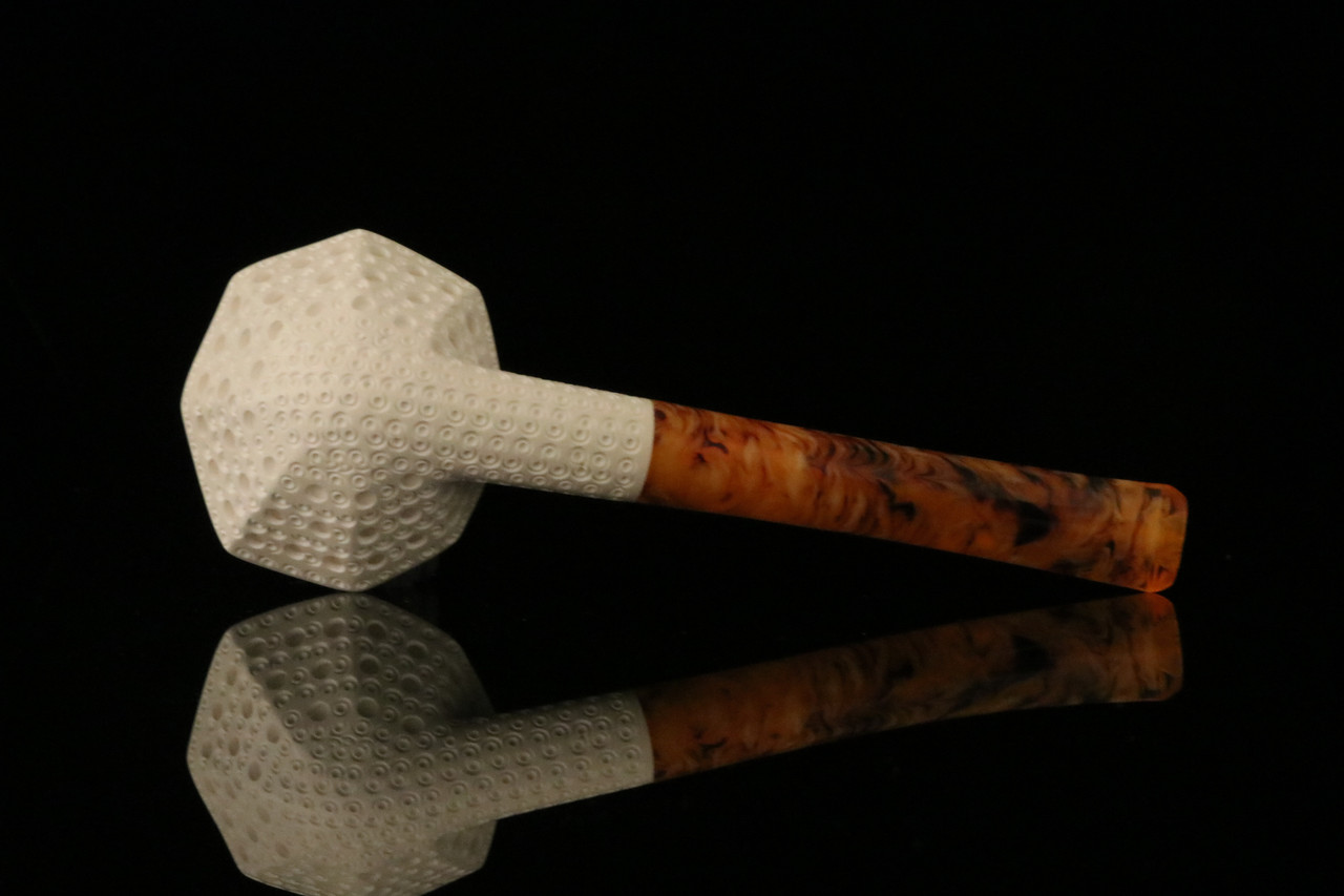 srv Lattice Flat Octagon Block Meerschaum Pipe with case