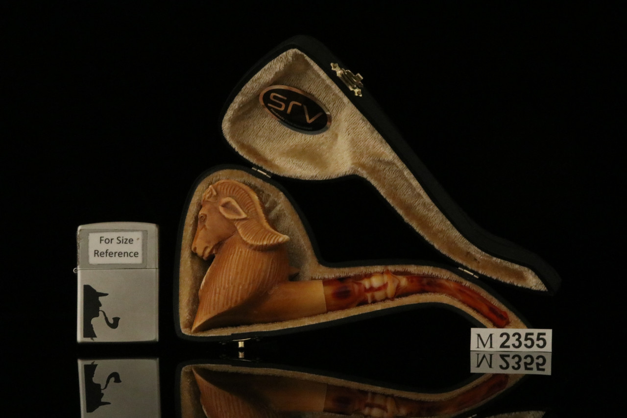 srv - Goat Block Meerschaum Pipe with custom case M2355