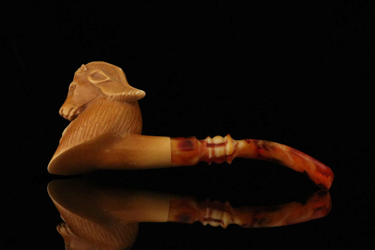srv - Goat Block Meerschaum Pipe with custom case M2355