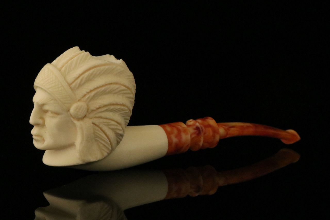 srv - Big Chief Block Meerschaum Pipe with fitted case