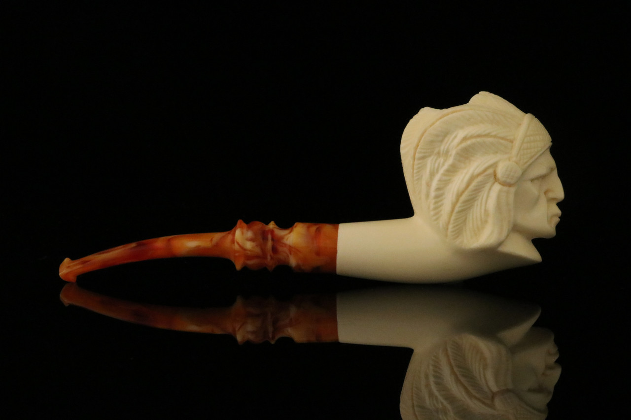 srv - Big Chief Block Meerschaum Pipe with fitted case