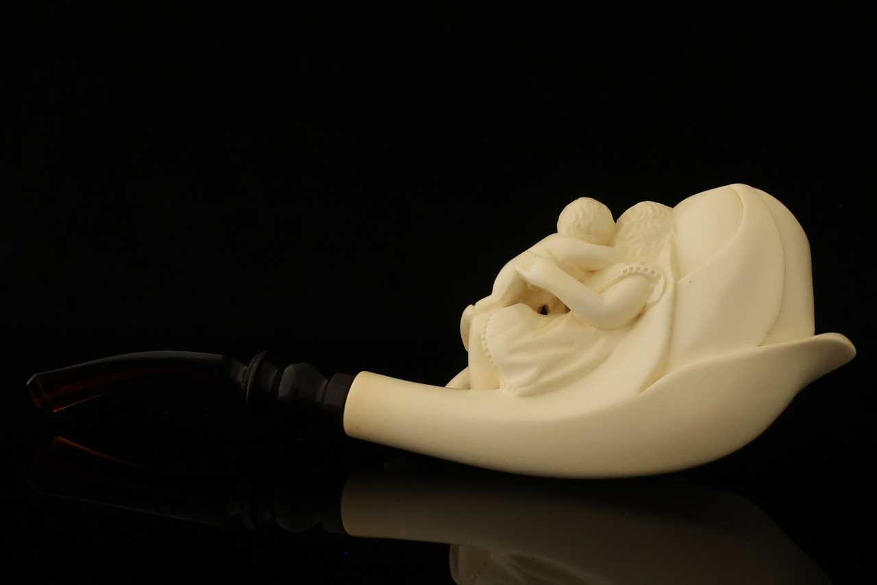 Famous Mother and Baby Meerschaum Pipe carved by Master Carver S. Yanik