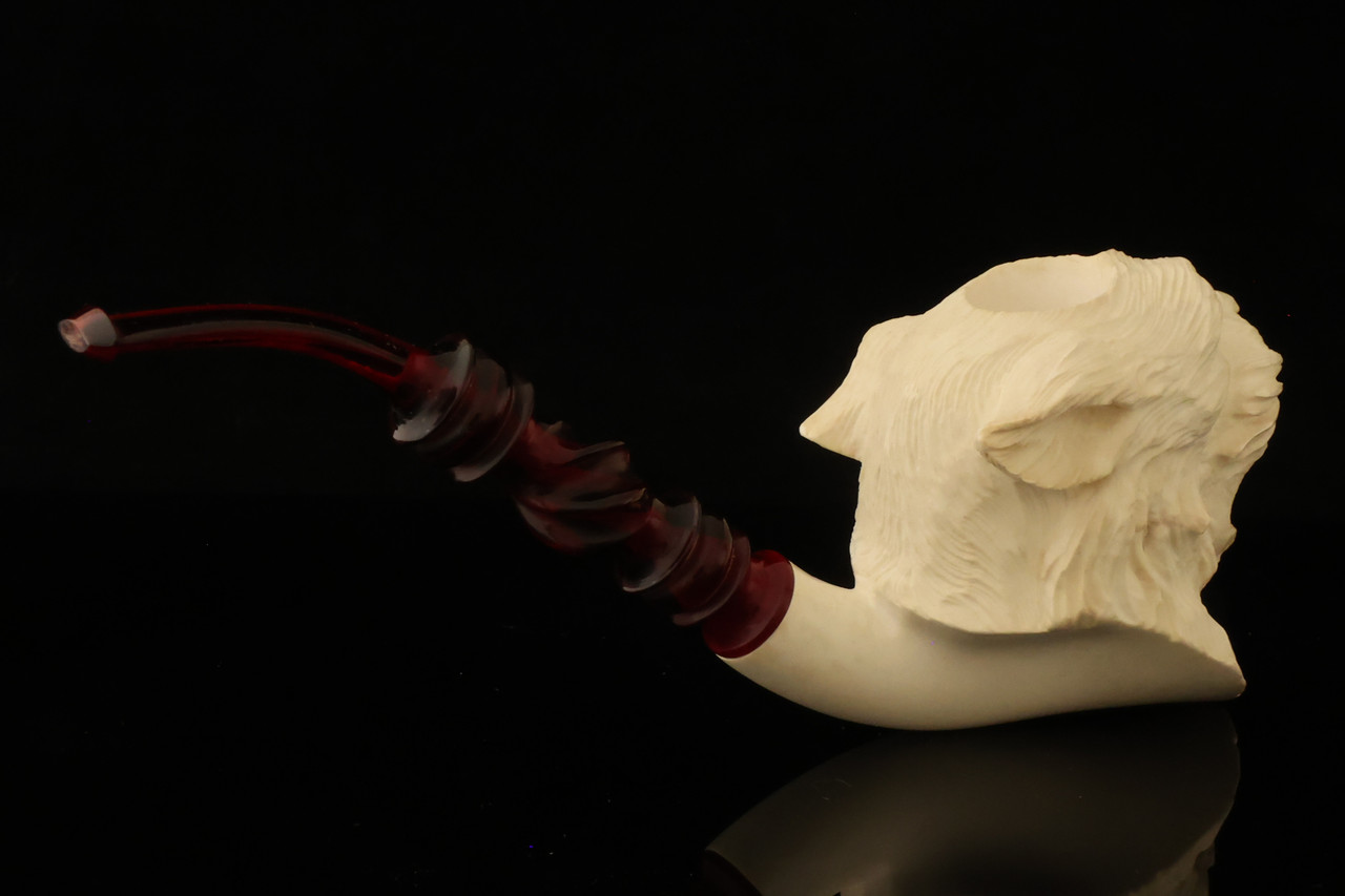 Roaring Tiger Meerschaum Pipe carved by Master Carver S. Yanik