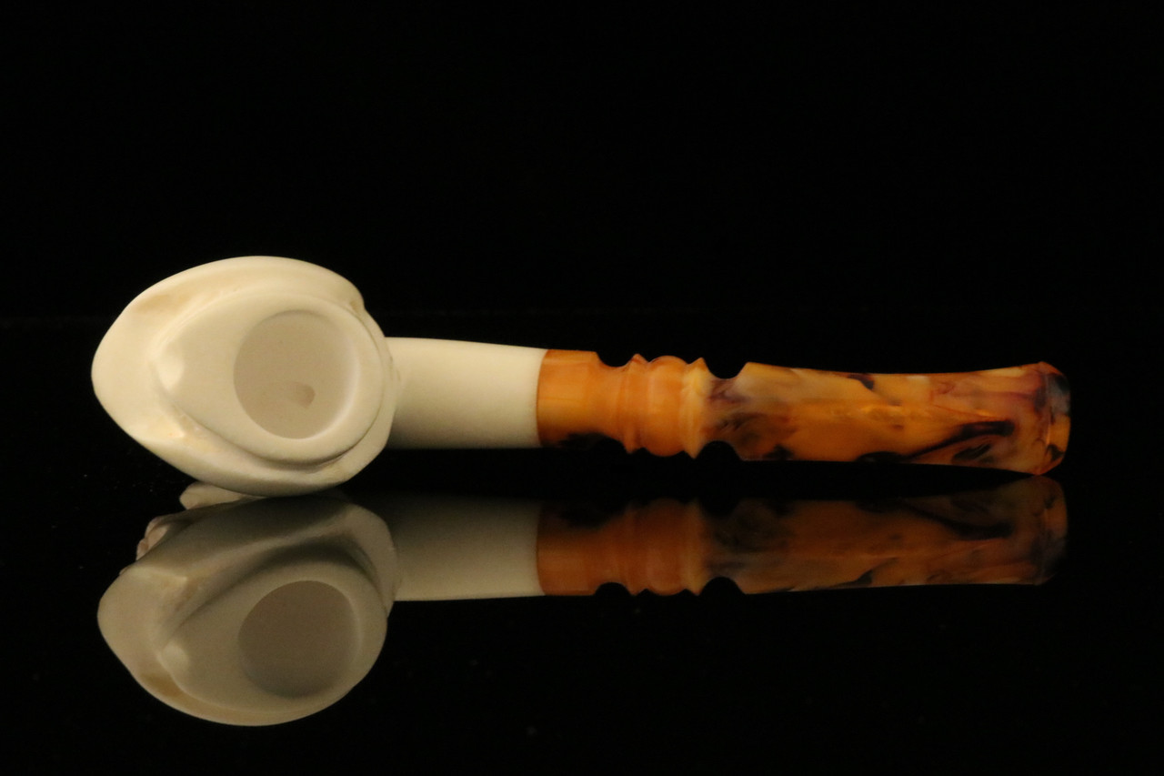srv - Cowboy Skull Block Meerschaum Pipe with custom case