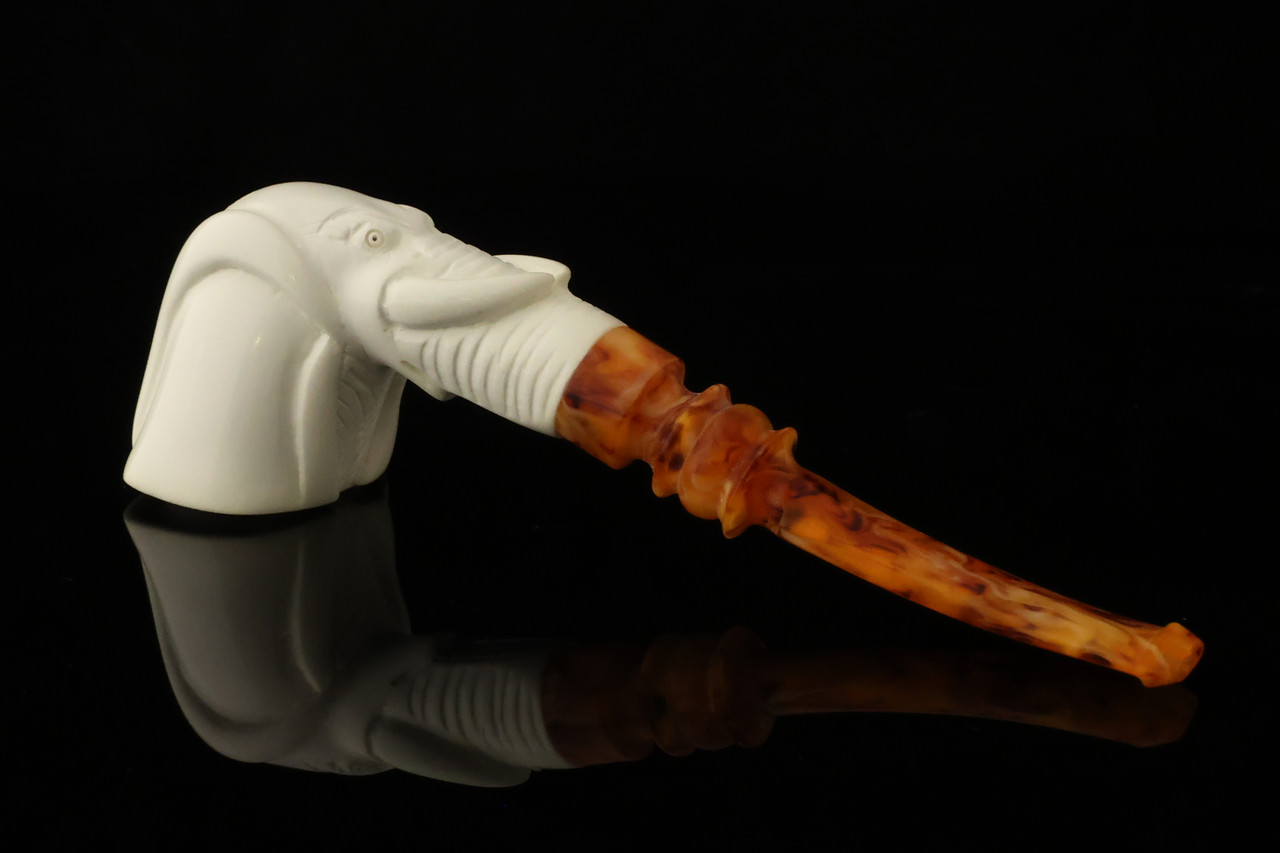 srv - Elephant Block Meerschaum Pipe with fitted case