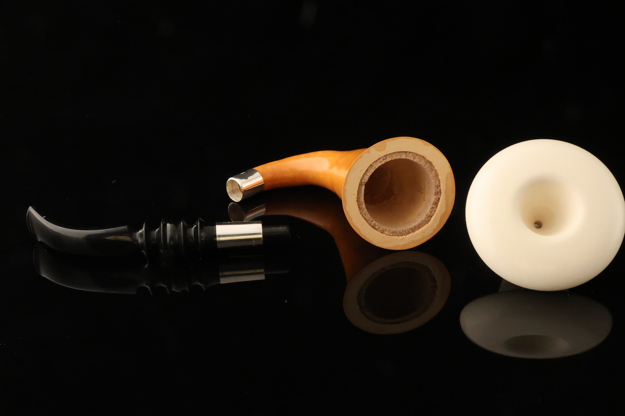 srv Premium Natural Gourd Calabash Meerschaum Pipe with case