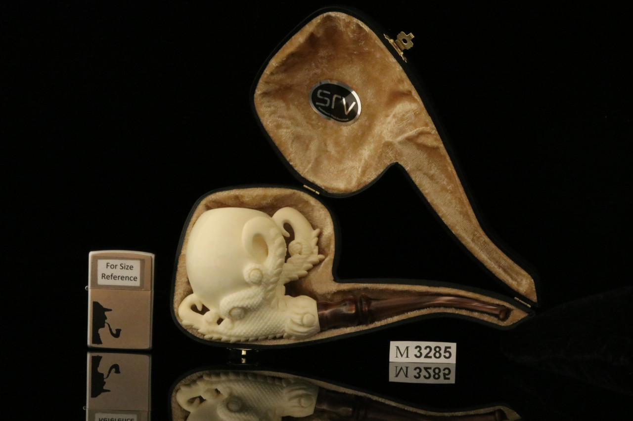 srv Deluxe Eagle's Claw Block Meerschaum Pipe with case