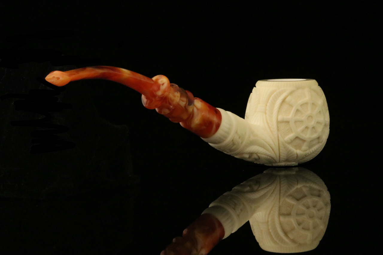 srv - US Marine Corps Block Meerschaum Pipe with fitted case