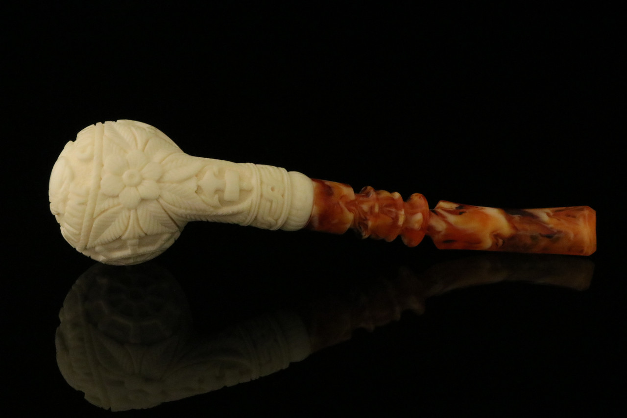 srv - US Marine Corps Block Meerschaum Pipe with fitted case