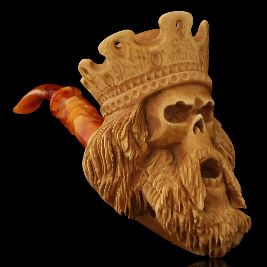 srv - King Skull Meerschaum Pipe with fitted case