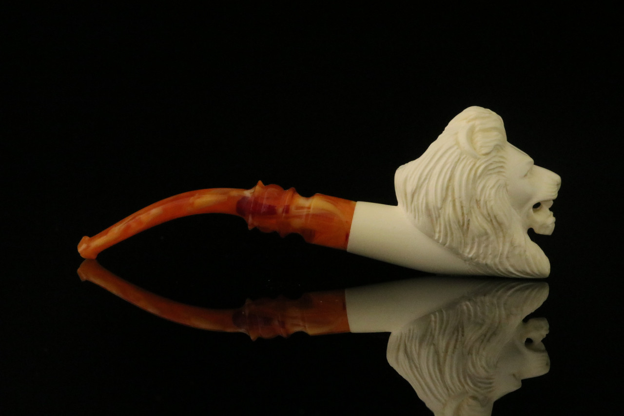 srv - Lion Block Meerschaum Pipe with fitted case