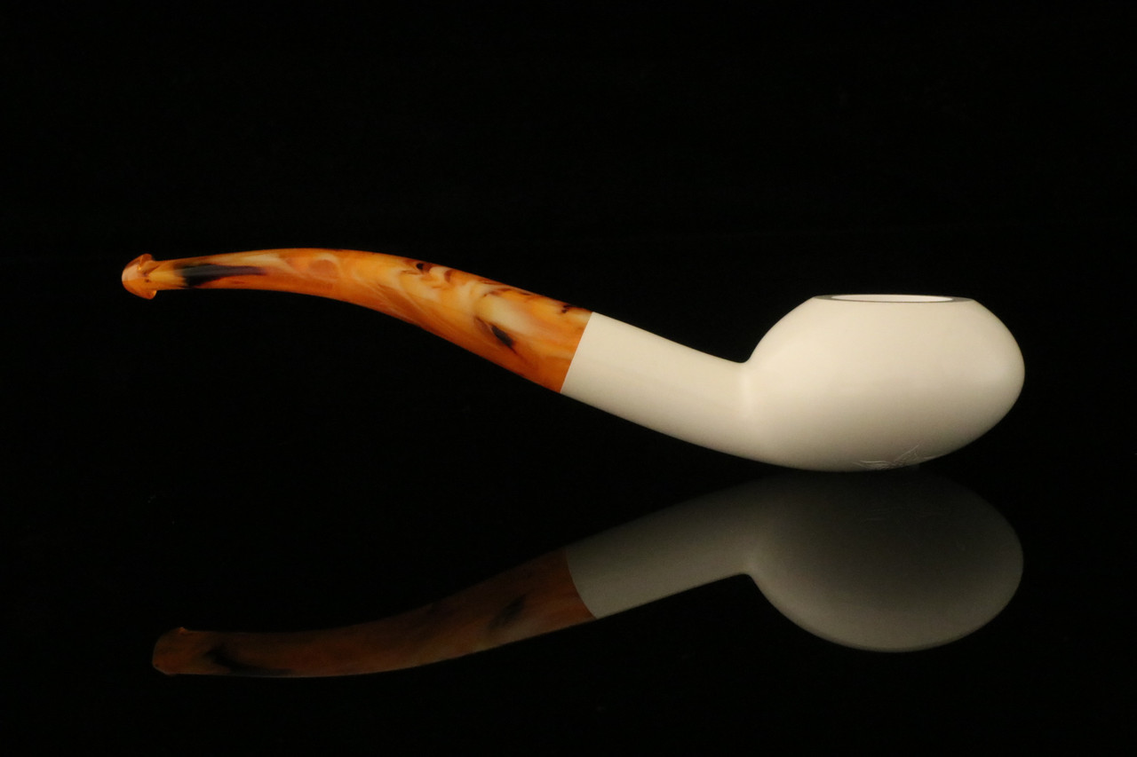 srv - Squashed Tomato Block Meerschaum Pipe with case