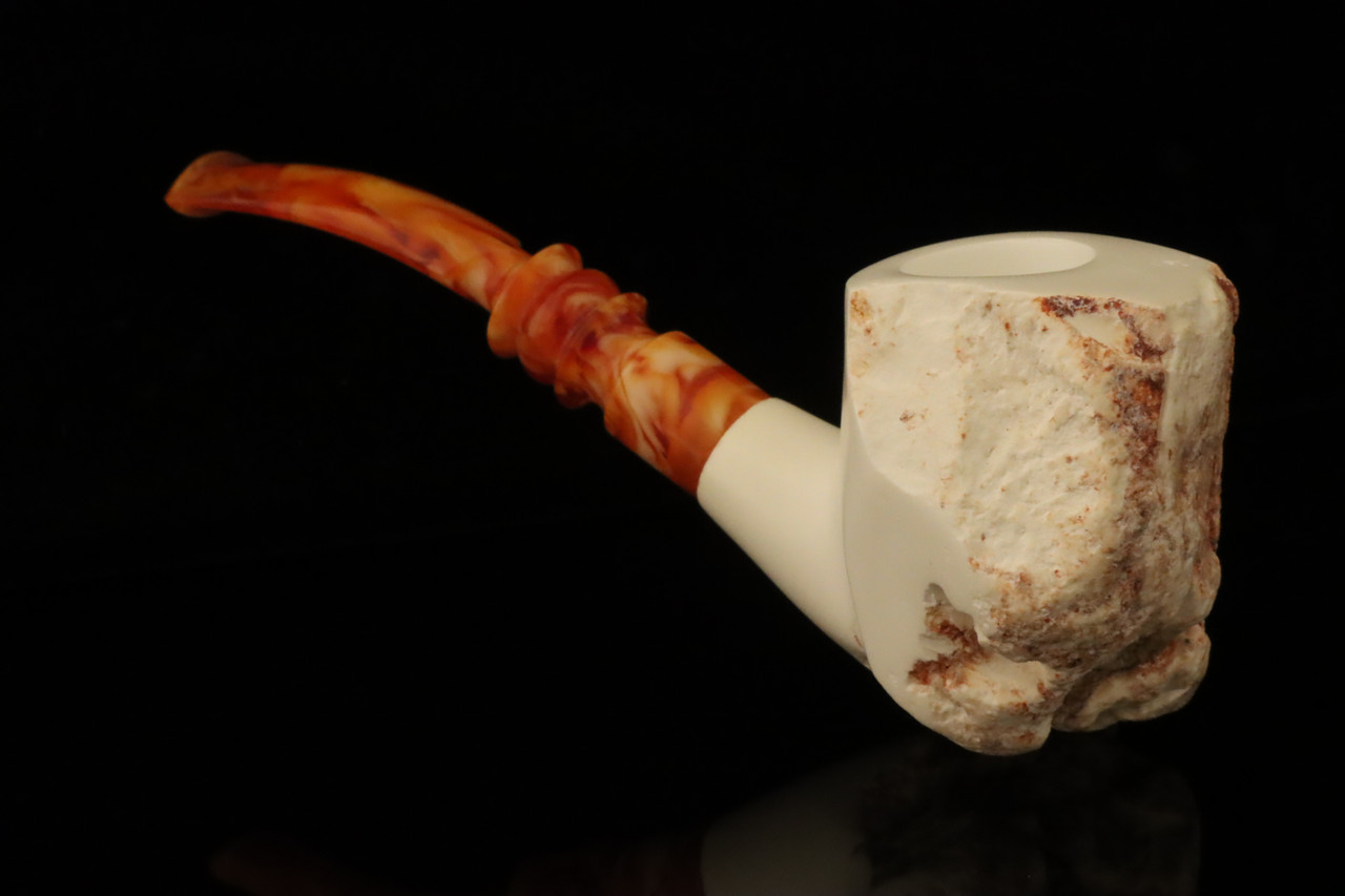 srv -Natural Raw Block Meerschaum Pipe with fitted case