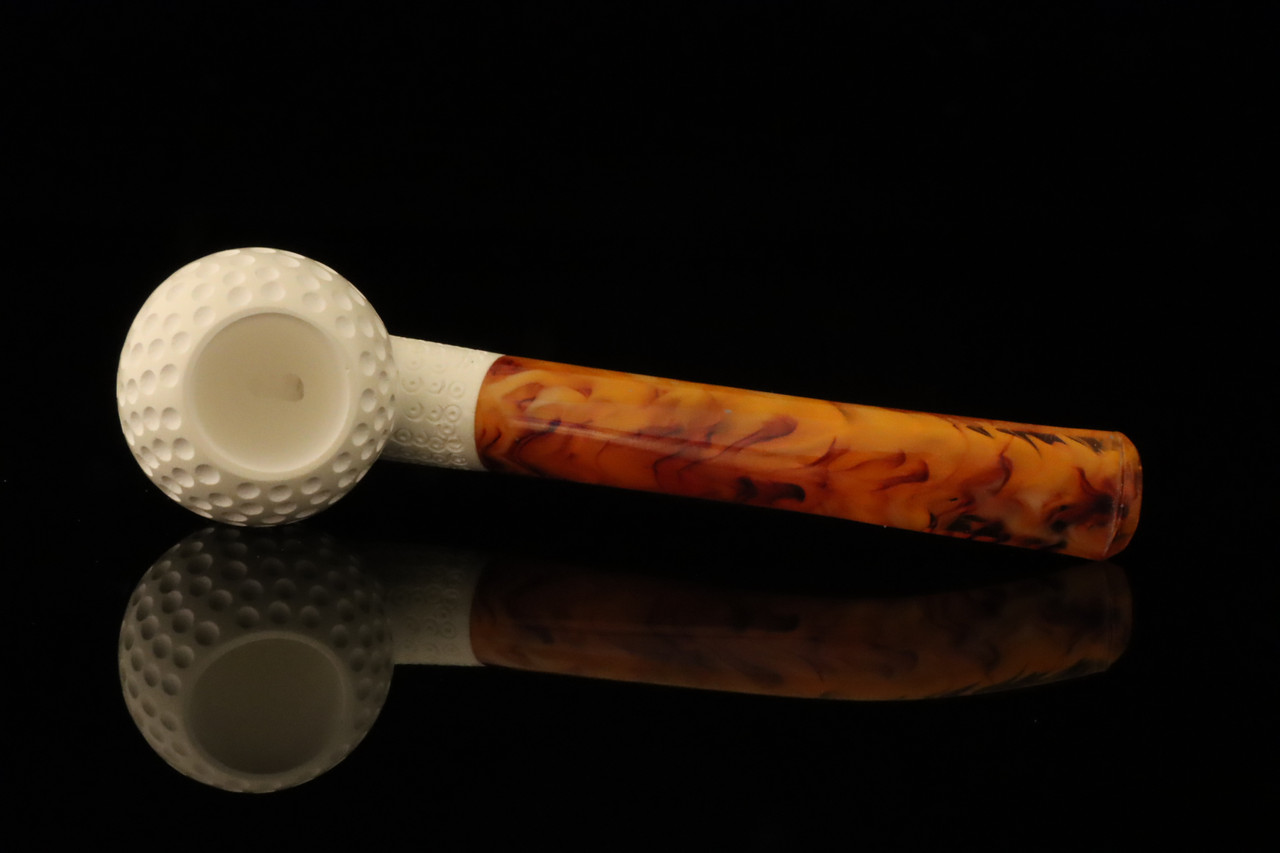 srv - Golf Ball Block Meerschaum Pipe with fitted case