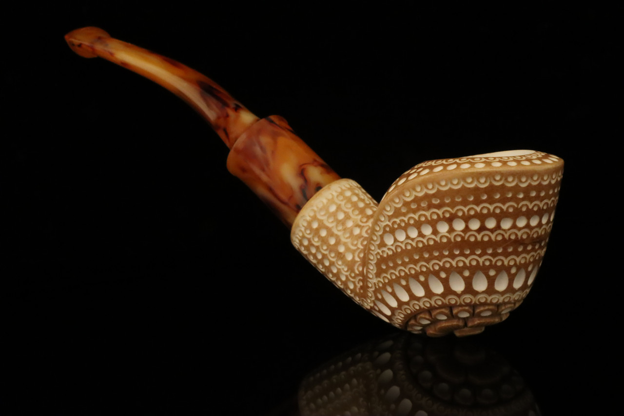srv - Designers Lattice Cobra Block Meerschaum Pipe with fitted case
