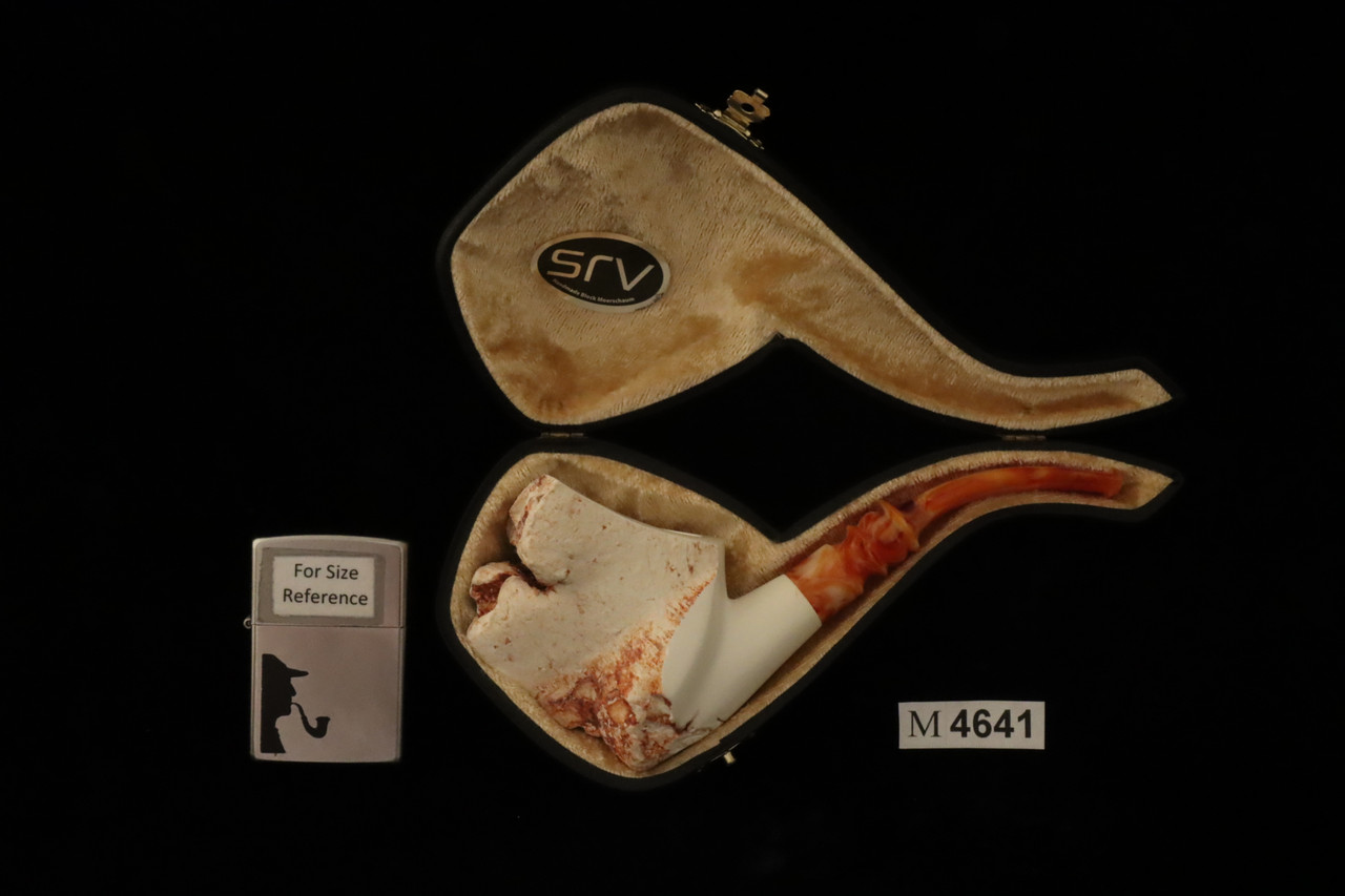 srv - Natural Raw Block Meerschaum Pipe with fitted case
