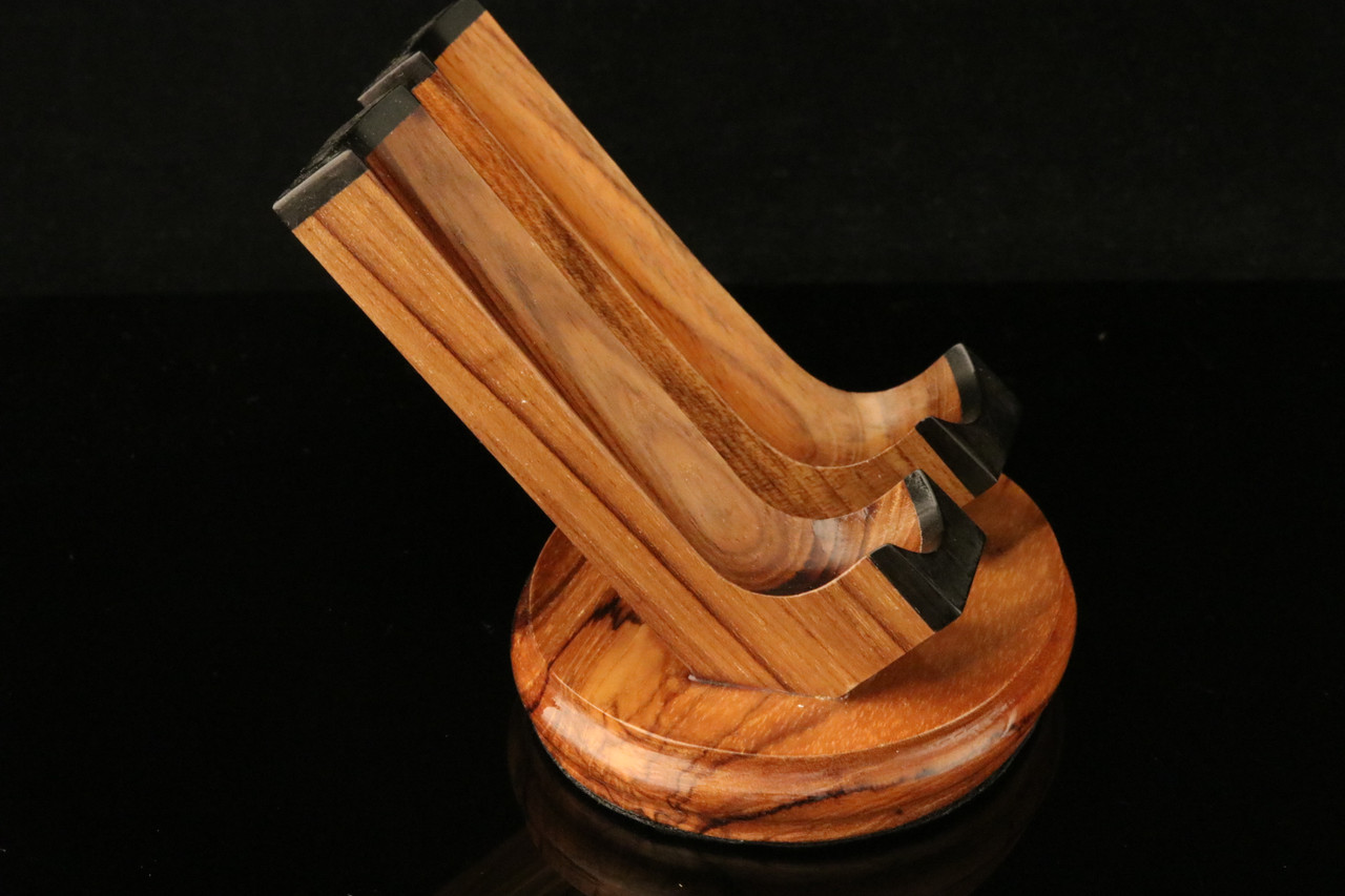 Wood 2 Pipe Stand - Teak / Ebony Universal Pipe Stand