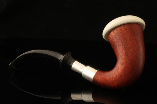 Deluxe Calabash Meerschaum Pipe Mahogany Wood 925k Silver