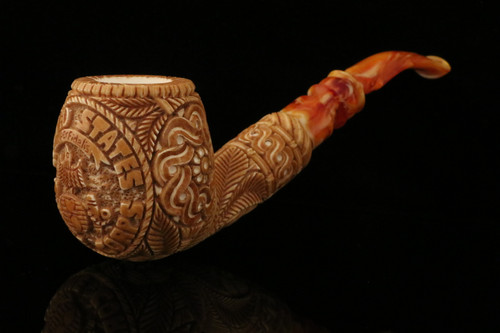 srv USMC US Marine Corps Block Meerschaum Pipe with case