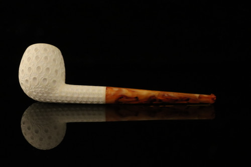 srv - Lattice Apple Straight Block Meerschaum Pipe with fitted case