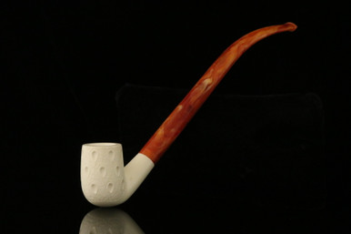 srv Lattice Bent Billiard Churchwarden Block Meerschaum Pipe