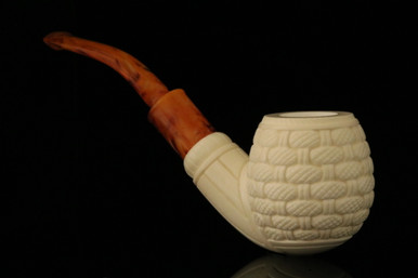 srv Basket Weave Block Meerschaum Pipe with fitted case
