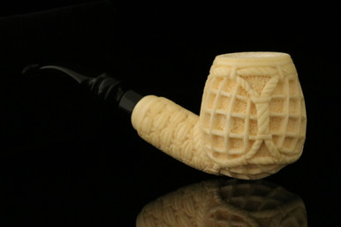 srv Premium Waffle Block Meerschaum Pipe with custom case