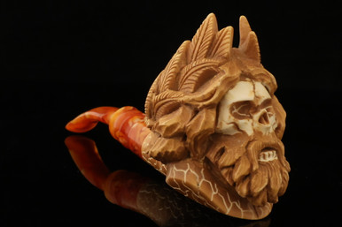 srv - Zeus Skull Meerschaum Pipe with fitted case