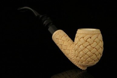 srv - Autograph Series Basket Weave Block Meerschaum Pipe with case